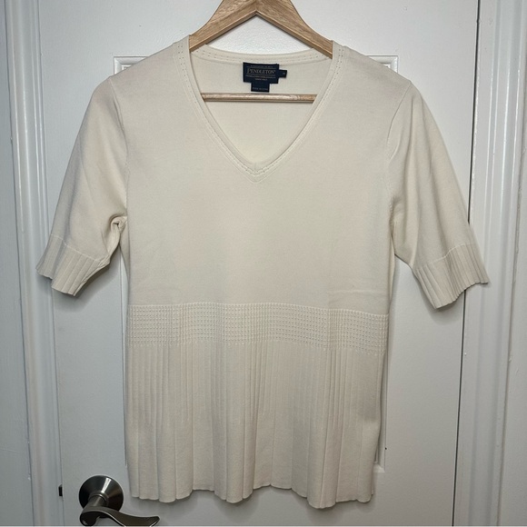 Pendleton | Tops | Pendleton Silk Blend White Ivory Knit Short Half Sleeve Top Shirt Vintage ...